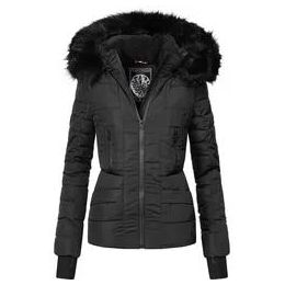 Steppjacke Navahoo "Adele", Damen, Gr. XL (42), schwarz, Obermaterial: 100% Polyester, Futter: 100% Polyester, Wattierung: 100% Polyester, Ärmelfutter: 100% Polyester, Kunstpelz: 90% Polyacryl, 10% Polyester, clean, unifarben, figurbetont Po-bedeckend, Ärmel ohne Ärmelschlitz Rippstrickbündchen kontrastfarben,mit Daumenlöchern,mit Reißverschluss, Jacken, hochwertige Winterjacke mit edler Kunstfell