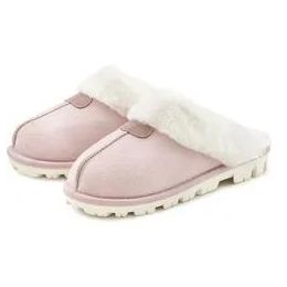 Hausschuh Vivance "Plüsch Hausschuhe, Pantolette, Pantoffeln, Clogs, Schlappen", Damen, Gr. 40, rosa (rosé), Obermaterial: 80% Textilmaterial, 20% Kunstfell. Futter: 100% Kunstfell. Decksohle: 100% Kunstfell. Laufsohle: 100% Synthetik, unifarben, Schuhe Pantoffeln Plüsch Hausschuh, mit Warmfutter VEGAN