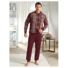 Schlafanzug Normann, Damen, Gr. 48/50, rot (weinrot), 100% Baumwolle, Homewear-Sets Schlafanzug