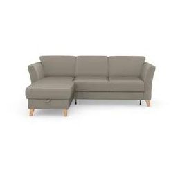 Sit & More Ecksofa SIT & MORE "Visby L-Form", braun (latte), B:248cm H:87cm T:162cm, Sofas, Ecksofa, Wahlweise mit Bettfunktion und Bettkasten, frei im Raum stellbar