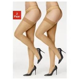 Strapsstr&uuml;mpfe Lascana, Damen, Gr. 48/50, beige (2x natur), Elasthan (LYCRA), Polyamid, unifarben, elastisch, Socken, mit silikonfreien Strumpfr&auml;ndern