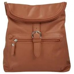 Cityrucksack FORTY, Damen, Gr. B/H/T: 28cm x 30cm x 8cm, onesize, braun (cognac), Leder, Rindsleder, Rucks&auml;cke Cityrucksack, echt Leder, Made in Italy