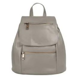 Cityrucksack Samantha Look, Gr. B/H/T: 24cm x 27cm x 11cm, onesize, grau, Leder, Rindsleder, beschichtet, leicht glänzend, Rucksäcke, echt Leder, Made in Italy