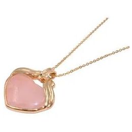 Kette mit Anh&auml;nger Firetti "Schmuck Geschenk Herz", bunt (gelbgoldfarben, rosa), Halsketten, Damen, Edelstahl, L: 55 B: 2mm, Made in Germany - mit Rosenquarz, B:2mm
