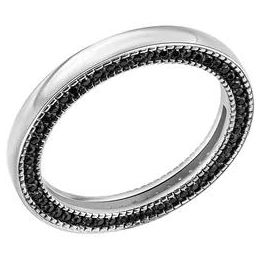 Fingerring Celesta "Silber 925 rhodiniert mit 104 schwarzen Zirkonia-Steinen" Gr. 18, silber (silbergrau), Fingerringe, Damen, 056 (17,8), Silber 925 (Sterlingsilber), Fingerring
