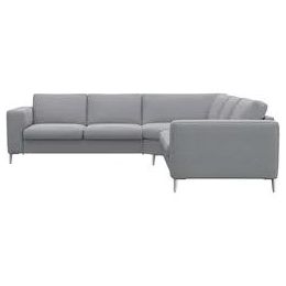 Ecksofa FLEXLUX "Fiore, gleichschenklig, super Sitzkomfort durch Kaltschaum im Sitz", grau (sophisto gre), B:257cm H:85cm T:92cm, 100% Polyester, Sofas, breite Armlehnen, Füße Alu