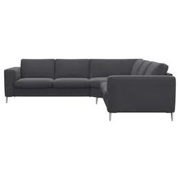 Ecksofa FLEXLUX "Fiore, gleichschenklig, super Sitzkomfort durch Kaltschaum im Sitz", grau (dervit grau), B:257cm H:85cm T:92cm, 100% Polyester, Sofas, breite Armlehnen, Füße Alu