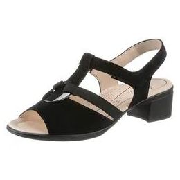 Sandalette Ara "LUGANO", Damen, Gr. 3,5 (36), schwarz, Ziegenveloursleder, unifarben, Schuhe, Sommerschuh, Sandale, Blockabsatz, in Schuhweite H (= sehr weit)