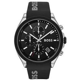 Chronograph BOSS "VELOCITY", schwarz, Armbanduhren, Damen, Chronograph, Quarzuhr, Herrenuhr, Armbanduhr, Stoppfunktion, Silikonarmband