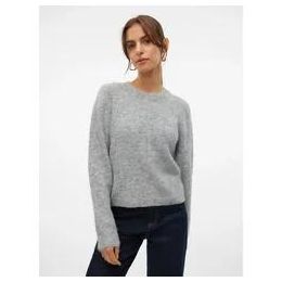 V&eacute;ro Moda Strickpullover VERO MODA "VMNOVAH LS O-NECK PULLOVER GA NOOS", Damen, Gr. XL, grau (medium grau melange), Strick, Obermaterial: 70% Polyester, 21% Nylon, 8% Wolle, 1% Elasthan, unifarben, regular fit taillenbedeckt, Rundhals, Pullover Strickpullover