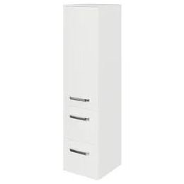 Midischrank SAPHIR "Serie 4010 Badschrank 30cm breit, 1 Tür, 2 Schubladen, inkl Türdämpfer", weiß (weiß glanz), B:30cm H:121cm T:33cm, Spanplatte, Schränke, 2 Glas-Einlegeböden, Badezimmer-Midischrank 121 cm hoch, 33 cm tief