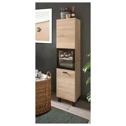 Hochschrank Welltime "Tampa, Höhe 125cm, hängend oder stehend montierbar", braun (eiche sonoma nachbildung, glas), B:30cm H:125cm T:29cm, FSC-zertifizierter Holzwerkstoff, Schränke, Badschrank, Bad-Hängeschrank, Badezimmer, Bad-Möbel