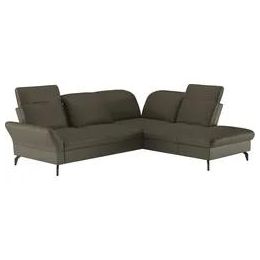 Sit & More Ecksofa SIT & MORE "Leandro L-Form", grün (oliv), B:288cm H:88cm T:242cm, 100% Polyester, Sofas, Wahlweise mit Bett-, Kopfteil - und Armlehnfunktion, sowie Stauraum