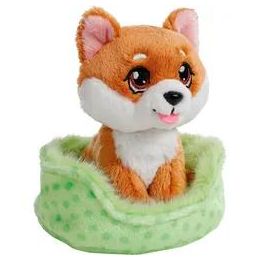 Kuscheltier Nici "Little Paws, Hund Shiba Inu, 12 cm, im Körbchen grün", braun, Plüschfiguren, KinderB:11cm H:12cm L:10cm, B:11cm H:12cm L:10cm