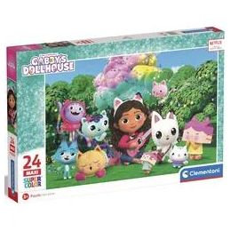 Puzzle Clementoni "Supercolor, Maxi Gabby's Puppenhaus - mit 24 Maxi-Teilen", bunt, Puzzles, KinderB:62cm H:42cm, Made in Europe, B:62cm H:42cm