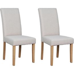 Esszimmerstuhl ByLiving "Elias", taupe, naturfarbig, B:47cm H:99,5cm T:60cm, Massivholz, Stoff, Stühle, mit Massivholz - Gestell und gemütlicher Schaumstoffpolsterung