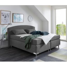 Boxspringbett "Amsterdam in den Breiten 160x200, 180x200cm & 200x200cm", grau (anthrazit), B:215cm L:210cm, Westfalia Schlafkomfort, Komplettbetten, Boxspringbett