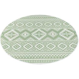 Outdoorteppich Carpet City "PALM3522", grün, H:5mm Ø:120cm, Polypropylen, Teppiche, Wetterfest & UV-beständig, für Balkon, Terrasse, Küche, flach gewebt
