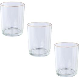 Teelichthalter CREATIV DECO "Weihnachtsdeko", transparent, H:12,5cm &Oslash;:10cm, Glas, Kerzenhalter, Teelichthalter, mit zartem goldfarbenen Rand