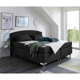 Boxspringbett "Amsterdam in den Breiten 160x200, 180x200cm & 200x200cm", schwarz, B:195cm L:210cm, Westfalia Schlafkomfort, Komplettbetten, Boxspringbett