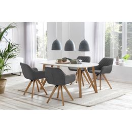 Essgruppe Salesfever "Växjö - Moderner Esstisch inkl. Stühle für gemütliche Mahlzeiten", grau (grau,), Sitzmöbel-Sets, bestehend aus 4 modernen Polsterstühlen und einem 160 cm breiten Tisch