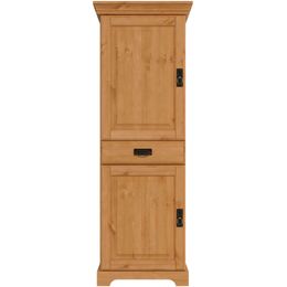 Vorratsschrank Home Affaire "Rügen", beige (natur), B:54cm H:153,5cm T:60cm, Massivholz, Schränke, Breite 47 cm, Kiefer massiv, 2 Türen, 1 Schubkasten