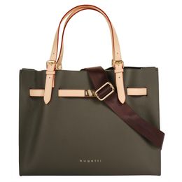 Henkeltasche Bugatti "ELLA", Damen, Gr. B/H/T: 37cm x 27cm x 14cm onesize, grün (oliv), Kunstfaser, leicht glänzend, unifarben, Taschen