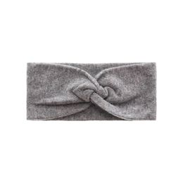 Stirnband Zwillingsherz ""Classic"", Damen, grau (dunkelgrau), Strick, Kaschmir, unifarben, Mützen, Knoten vorn, Cashmere, Feinstrick