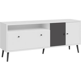 TV-Board FORTE "Harllson EasyKlix by FORTE, spart Zeit und Nerven", weiß (weiß, uni wolfram grau), B:159,2cm H:67,3cm T:41,5cm, FSC-zertifizierter Holzwerkstoff, Sideboards, Aufbau schnell und genial