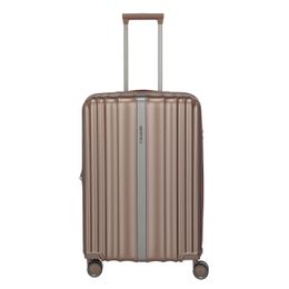 Hartschalen-Trolley Travelite "PAROS, in verschiedenen Größen", Gr. B/H/T: 44cm x 65cm x 25cm 63 l, braun (cappuccino), ABS, metallic, Koffer, Reisegepäck Hartschalen-Koffer Kreuzspanngurte