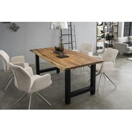 Esstisch Salesfever "Minimalistischer Tisch", schwarz (natur, schwarz, schwarz, natur), B:140cm H:76,5cm T:80cm, Akazienholz, Metall, Tische, Geölt und doppelt gewachstes Massivholz