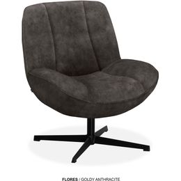 Esszimmerstuhl OMG DESIGN "Flores", anthrazit, schwarz, B:70cm H:91,5cm T:80cm, Polyester, Stühle, bequemer Sessel, mit Drehgestell