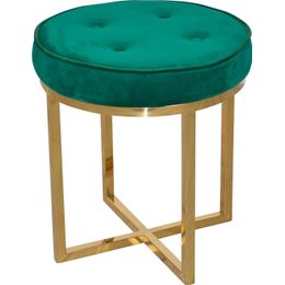 Polsterhocker Home Affaire, gr&uuml;n, B:42cm H:46cm T:42cm, Samtbezug 100% Polyester, Hocker, Sitzhocker
