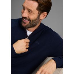 MAN'S WORLD Troyer MAN'S WORLD "Neue Kollektion Highlight kontrastfarbener Rei&szlig;verschluss", Herren, Gr. S, marine, Strick, Obermaterial: 50% Baumwolle, 50% Polyacryl, unifarben, regular fit, Rippb&uuml;ndchen, Pullover Troyer, Feinstrick Rippe, ideal f&uuml;r die &Uuml;bergangszeit