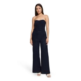 Overall Vera Mont "Damen Jumpsuit mit Spitze", Damen, Gr. 36, blau (night sky), Obermaterial: 70% Polyamid, 30% Baumwolle. Besatz: 100% Polyester. Futter: 100% Polyester., festlich, normal, herzförmiger Ausschnitt, Overalls, Gürtel