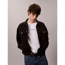 Langarmshirt Calvin Klein "LS RLXD STANDARD LOGO CREWNK TEE", Herren, Gr. L, hellweiß, Single Jersey, Obermaterial: 100% Baumwolle, unifarben, relaxed fit hüftlang, Rundhals, eingesetzt abgesteppte Kante, Shirts, Rundhalsausschnitt, relaxed fit