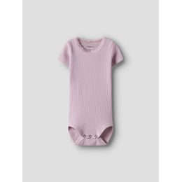 Kurzarmbody name it "NBFKAB SS BODY NOOS", Baby, Gr. 62, N-Gr, winsome orchid (blank), Rippware, Obermaterial: 57% Baumwolle, 38% Modal, 5% Elasthan, unifarben, regular fit normal, Rundhals, Bodys