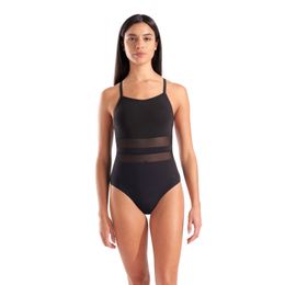 Badeanzug arena "WOMEN'S arena MESH EQUALS SWIMSUIT BACK B", Damen, Gr. 42, N-Gr, schwarz, Obermaterial: 74% Polyamid, 26% Elasthan, Badeanzüge, Mit transparenten Einsätzen