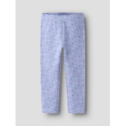 Leggings name it "NMFOEANA SWEAT LEGGING BRU PB", Mädchen, Gr. 122, N-Gr, lila (lila impression), Web, Obermaterial: 95% Baumwolle, 5% Elasthan, bedruckt, regular fit knöchellang, Hosen
