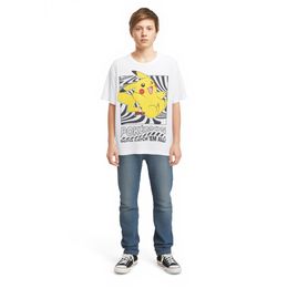 T-Shirt name it "NKMJAMISH POKEMON NREG SS TOP NOOS SKY", Jungen, Gr. 122/128, weiß (hellweiß), Jersey, Obermaterial: 100% Baumwolle, bedruckt, normal normal, Rundhals, Shirts