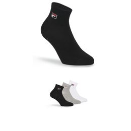 Kurzsocken Fila "UNISEX QUARTER PLAIN SOCKS", Herren, Gr. 39-42, bunt (classic, mix), Baumwollmischung, meliert, unifarben, normal, Socken, mit eingestrickem Logo
