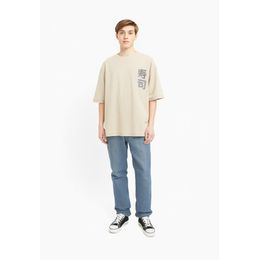 T-Shirt name it "NKMKANE SS RLX TOP PS NOOS", Jungen, Gr. 116, peyote, Jersey, Obermaterial: 100% Baumwolle, bedruckt, relaxed fit normal, Rundhals, Shirts