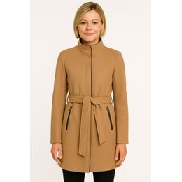 Véro Moda Kurzmantel VERO MODA "VMBLASSJESSY AW WOOL JACKET GA LCS", Damen, Gr. L, beige (tigers eye), Web, Obermaterial: 64% Polyester, 30% Wolle, 6% Nylon, unifarben, V-Ausschnitt, Mäntel, mit Wollanteil und Lederimitat Details