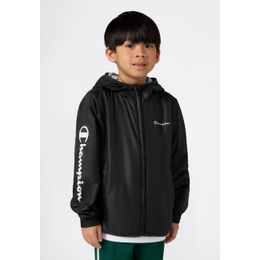 Windbreaker Champion "OUTDOOR Light Hooded Jacket with Large Logo", Jungen, Gr. L (152/158), nbk, noxm, Obermaterial: 100% Polyester, Jacken