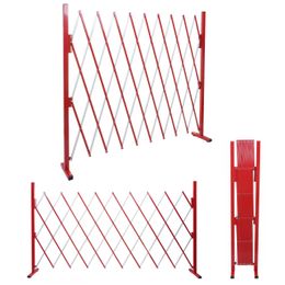 Absperrgitter HWC-B34, Scherengitter Zaun Schutzgitter ausziehbar, Alu rot-weiß ~ Höhe 153cm, Breite 32-265cm