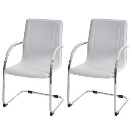 2er-Set Esszimmerstuhl Samara, Freischwinger Küchenstuhl Lehnstuhl Stuhl, Stahl ~ weiß