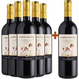 Bonomonte 5+1 Paket Camp'Albracco Toscana Sangiovese 2017 Trocken - Toskana &ndash; Probierpaket IGP