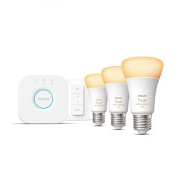 PHILIPS Hue White Ambiance 3er Starter Set mit Bridge und Dimmschalter E27, 2200 K, 9,5 W, 8719514291232,
