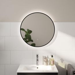 evineo ineo Lichtspiegel Ø 60 cm, mit indirekter Beleuchtung und schwarz mattem Akzentrahmen, BEA080MI,