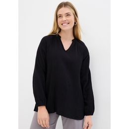 bonprix Long-Tunika aus Musselin, schwarz, Musselin